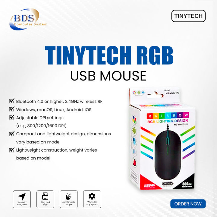 Tiny Tech RGB Wired Mouse MS-MN021/U | Stylish Gaming Mouse with RGB Lighting | Lazada