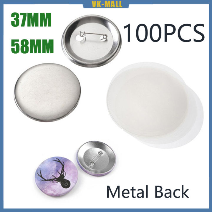 COD 100PCS 37mm Metal back DIY Badge Button Pins Blank Raw Material ...