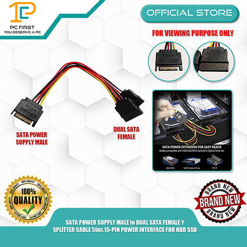 SATA POWER SUPPLY MALE 15-PIN to 6-PIN MALE GPU 6inc, BEST FOR PCI ...