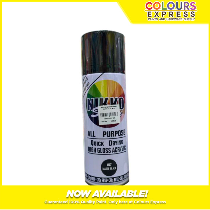 Nikko Spray Paint 167 Matte Black All Purpose Quick Drying High Gloss ...