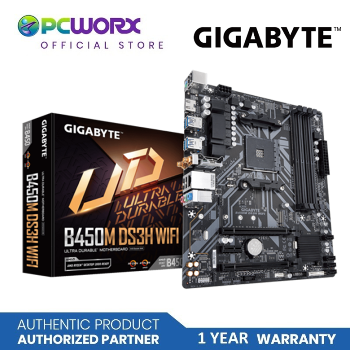 Gigabyte GA-B450M-DS3H-WIFI 4-DIMM DDR4 AM4 MATX Mother board ...