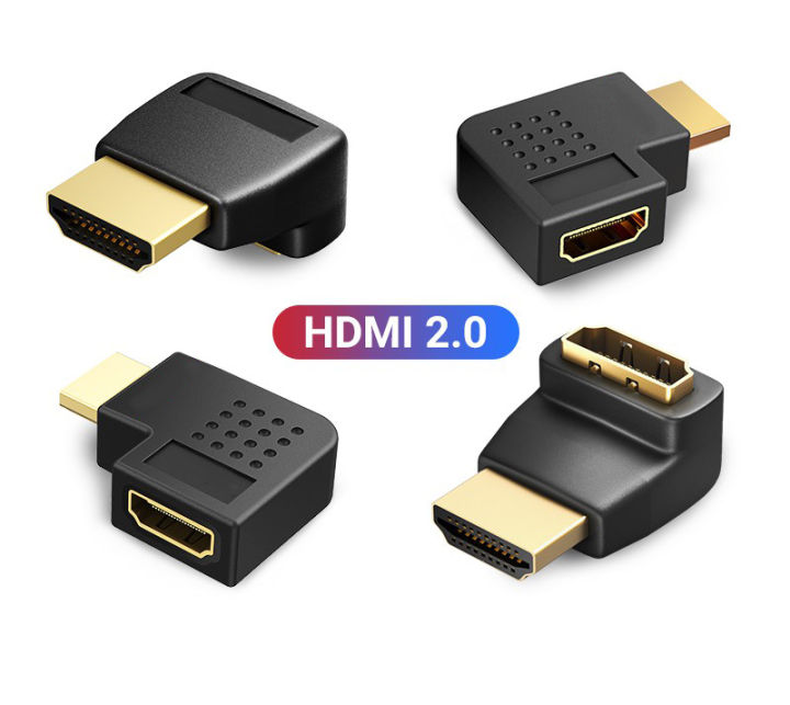 GETMORE Hdmi 2.0 Adapter 90 Degree Right Angle Hdmi Male to Female ...