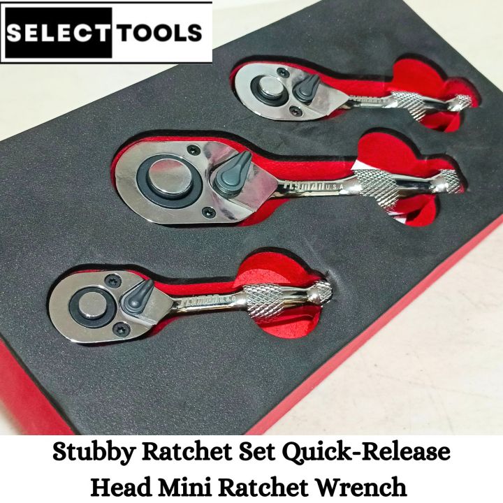 Heavy-duty Stubby Ratchet Set 1/4", 3/8",1/2 Dr. Ratchet Handle Wrench ...