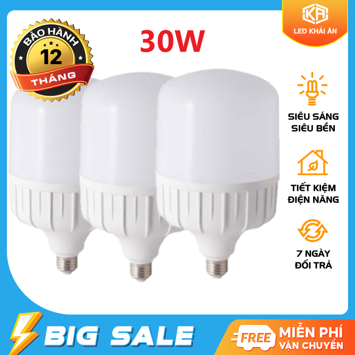Bộ 3 bóng đèn Led trụ 30W siêu sáng tiết kiệm điện-Bảo hành: 12 tháng ...
