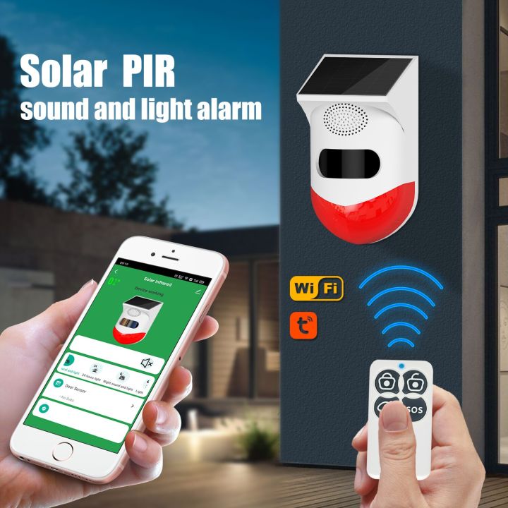 Outdoor solar alarm Tuya Wifi infrared sensor alarm anti-theft PIR ...