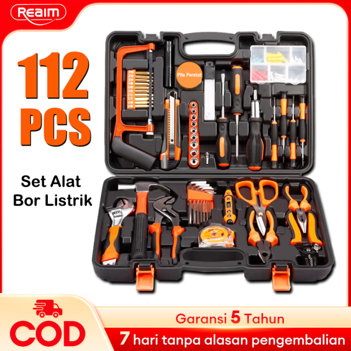 Reaim Hand Toolset 112PCS Tool Kit Alat Rumah Tangga Tool Kit Set ...