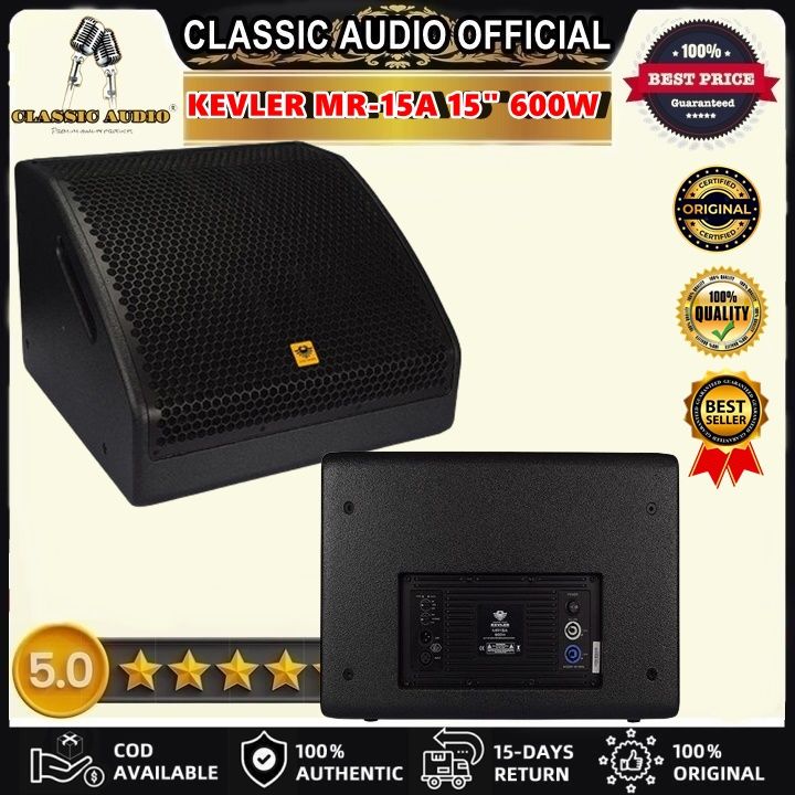 KEVLER MR-15A 15" 600W 2-Way Coaxial Active Stage Monitor Speaker with ...