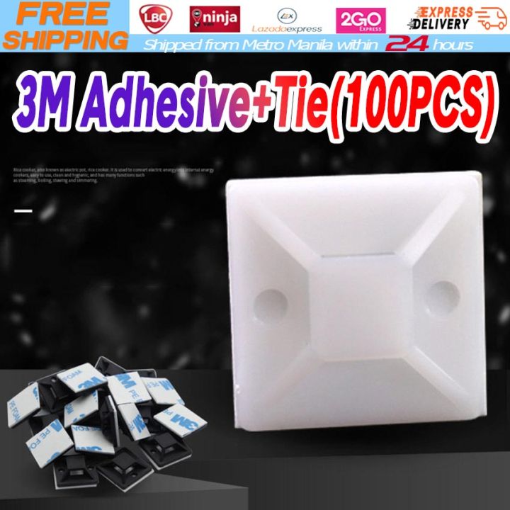 【Local Warehouse】100 PCS/Set White Cable Base Mounts 20mm Self Adhesive ...