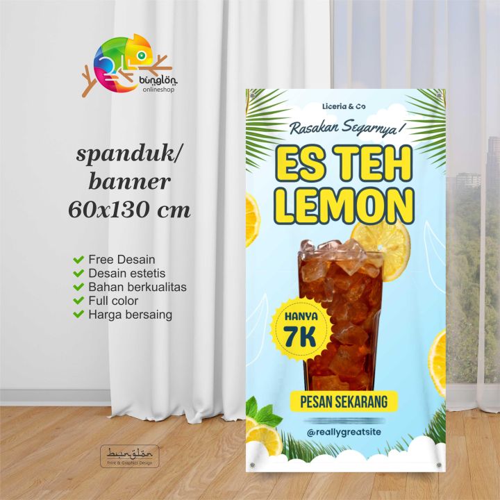 Spanduk Banner free es teh lemon | Lazada Indonesia