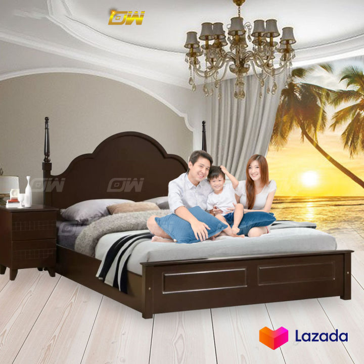 Queen / King Size Fully Solid Wood Bed Frame/ Wooden Bedframe / Wooden ...