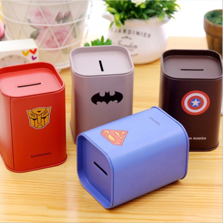 Coin Box Money Saving Bank Super Heroes Kids Cartoon ; Duit Tabung Tin ...