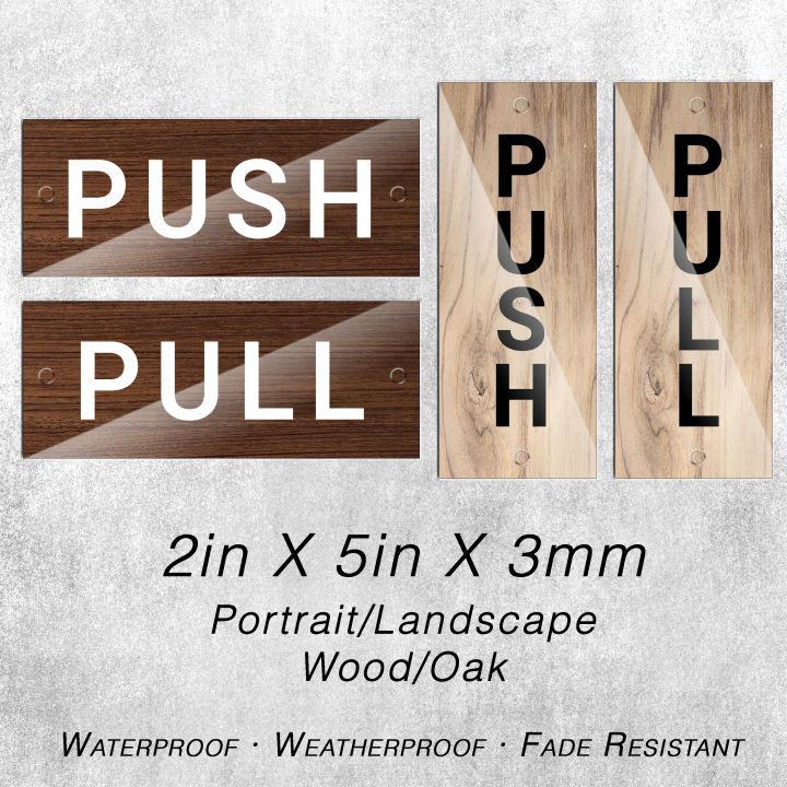 PUSH PULL Elegant Acrylic Door Room Signage for Office Hotel Business ...