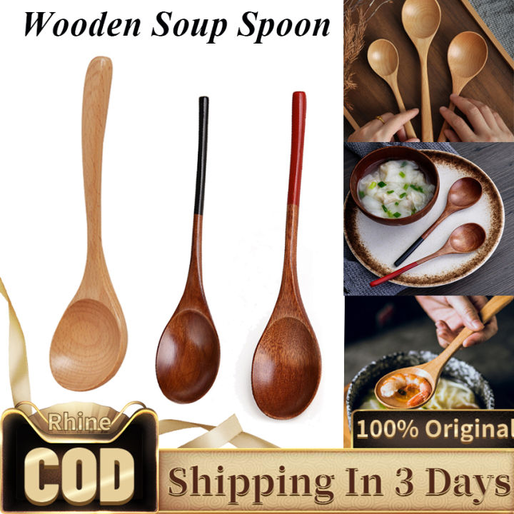 【Ready Stock】Long Handle Wooden Mixing Spoon 23 CM Large Wooden Spoons ...