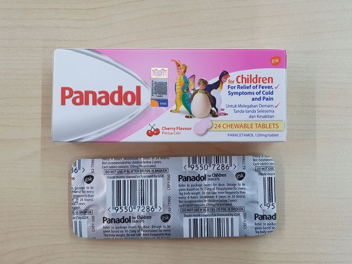 Panadol for Children Chewable Tablets Cherry Flavour Paracetamol 120mg ...