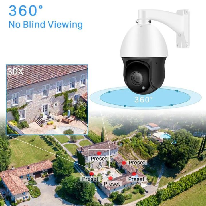 8MP 4K PTZ 30X Zoom Auto Focus Outdoor PTZ Speed Dome Camera Audio POE ...