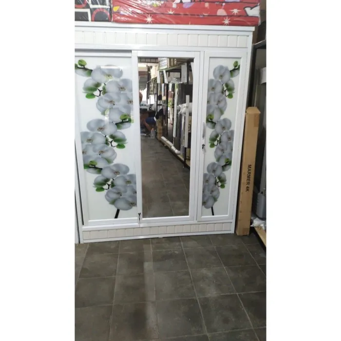 Lemari Pakaian 3 Pintu Sliding (2 Pintu Slide +1 Pintu Swing) PVC Kaca ...