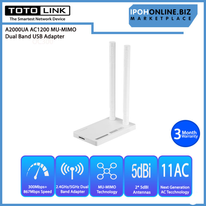 Totolink A2000UA AC1200 MU MIMO Dual Band USB Adapter | Lazada