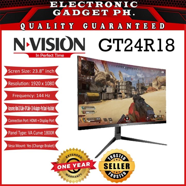 NVISION 24inch GT24R18 V3 144hz Curved Gaming Monitor Best for E-sports ...