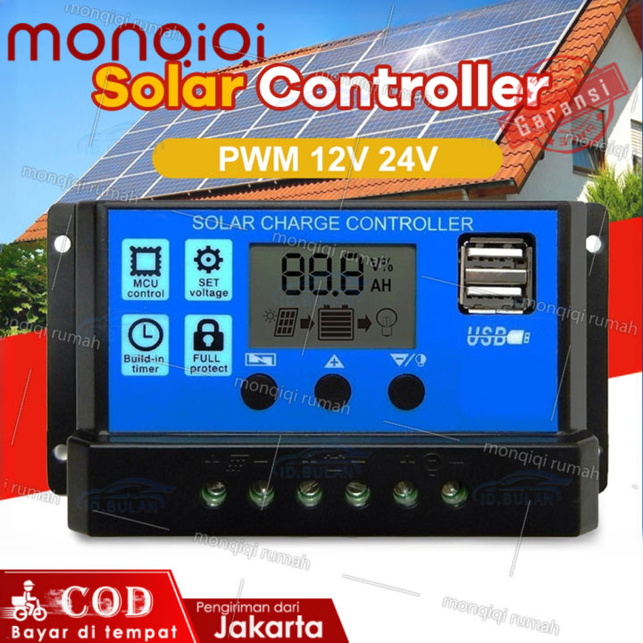 Solar Charge Controller LCD LED Display Solar PWM 12V/24V 30A 50A 60A ...