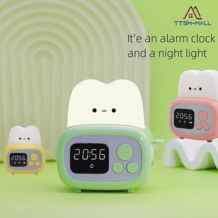 TTSM-MALL-Cute Timer Clock Toaster Lamp USB Charging Bedside Night ...