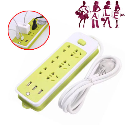portable mini power outlet 2500W (6 plugs 3 USB) long corded extension ...