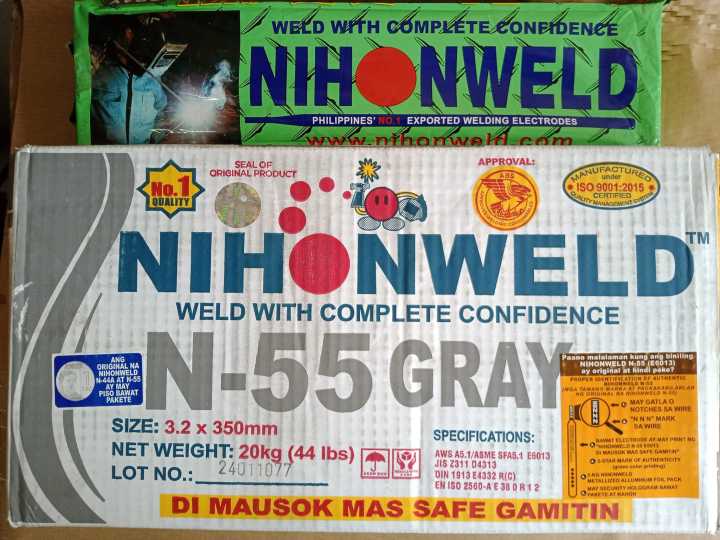 NIHONWELD N-55 Gray 3.2mm (1/8") Welding Electrode (substitute for Special N-6013 Premium Gold ...