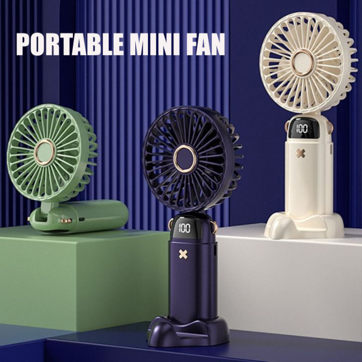 Mini Fan Rechargeable Hand-held 5-Speed fan Portable Electric Fan ...
