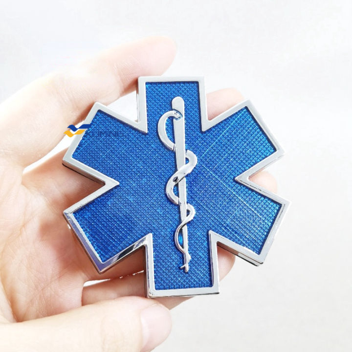 xuming 1 x Metal Blue Star of Life EMS EMT WHO Car Auto 3D Sticker Logo ...