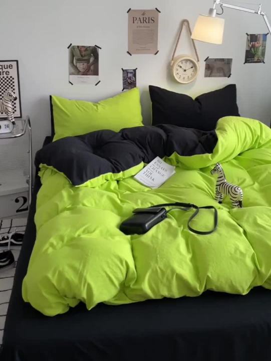 A Ultra-Soft Baby Cotton Quilt Cover Bed Sheet Four-Piece Set Bed Student Dormitory Bed Three ...