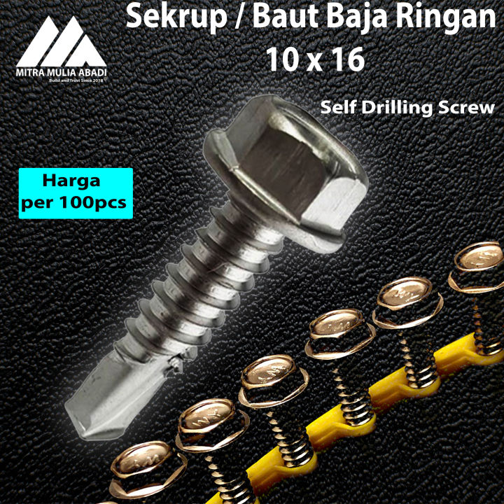 Sekrup/ Baut Baja Ringan 10 x 16 - Sekrup Roofing 10 x 16 100pcs ...
