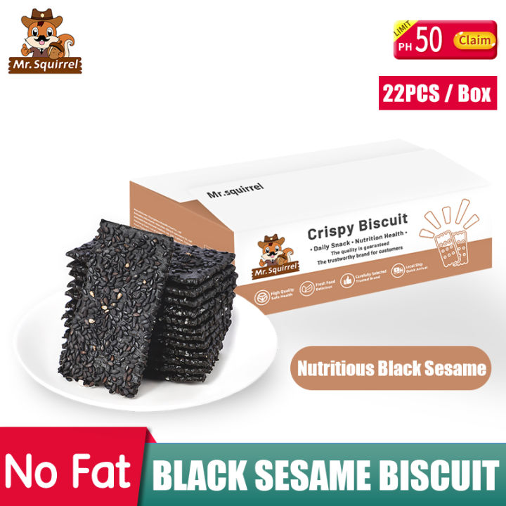 Mr.Squirrel Black Sesame Thin Biscuits Crackers 22PCS/BOX Healthy ...