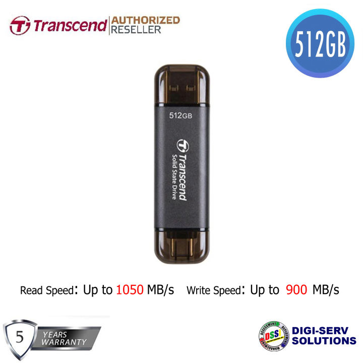 Transcend ESD310C/P/S 512GB Dual USB Portable SSD Up to 1050 MB/s Read ...