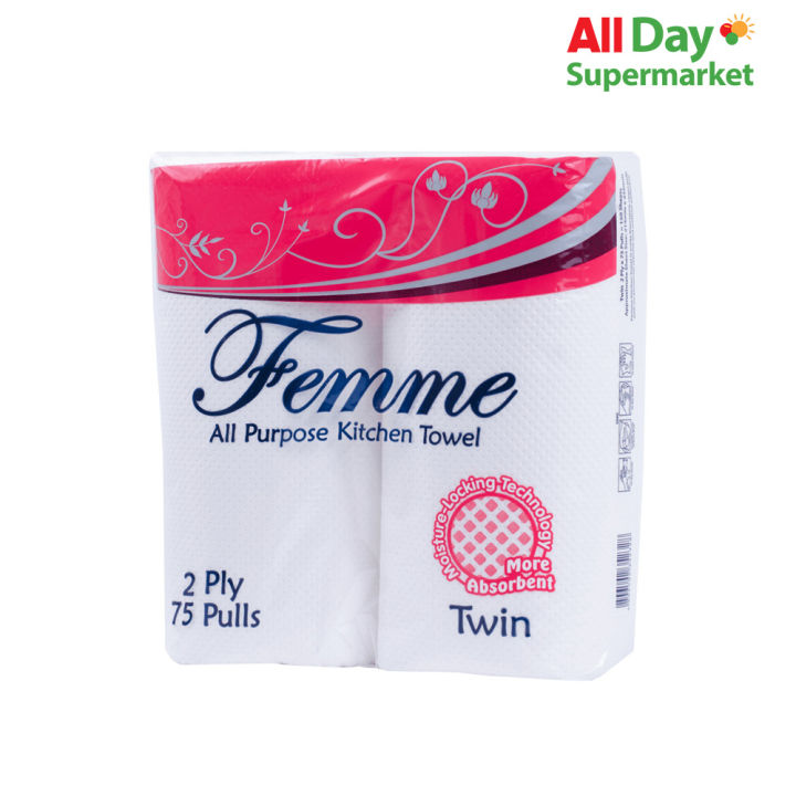 Femme All Purpose Kitchen Towel Twin 2Ply 75Pulls | Lazada PH