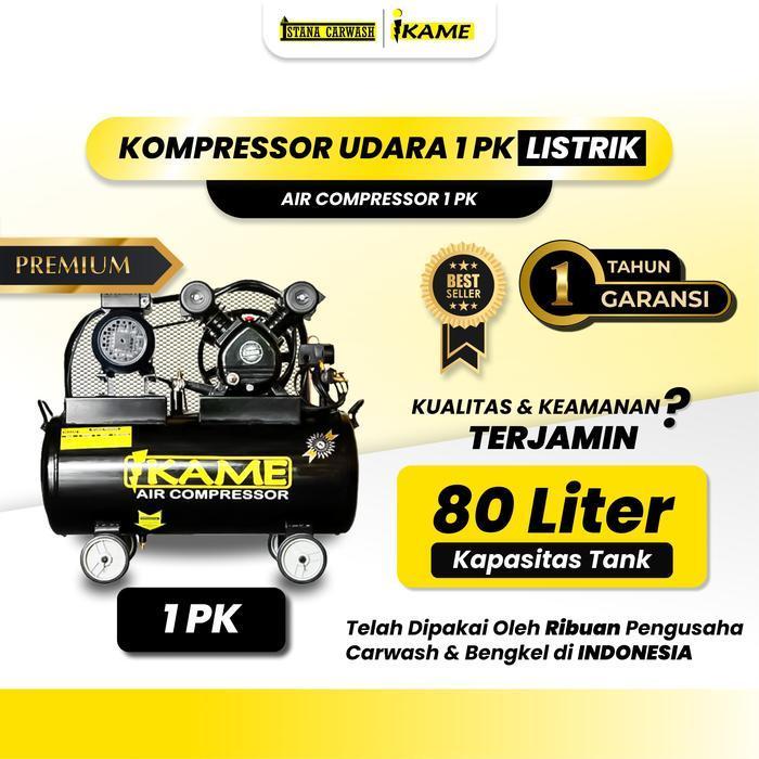 Kompresor Udara Angin Listrik 1HP 1PK Pompa Angin Air Compressor IKAME ...