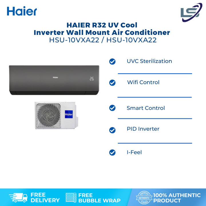 HAIER 1HP / 1.5HP R32 UV Cool Inverter Wall Mount Air Conditioner HSU-10VXA22 / HSU-13VXA22 ...