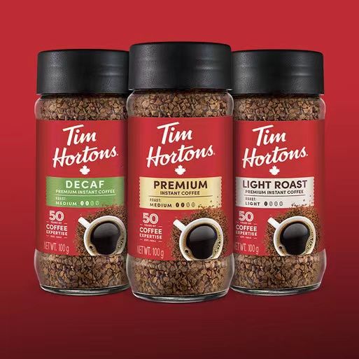 Canada Tim Hortons Medium/Heavy Roast Instant Coffee Ground Black Coffee 100g/ bottle 加拿大Tim ...