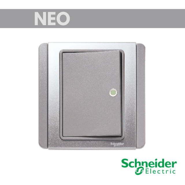 Schneider NEO 10A 1G Horizontal Dolly Grey Silver Switches with Green ...