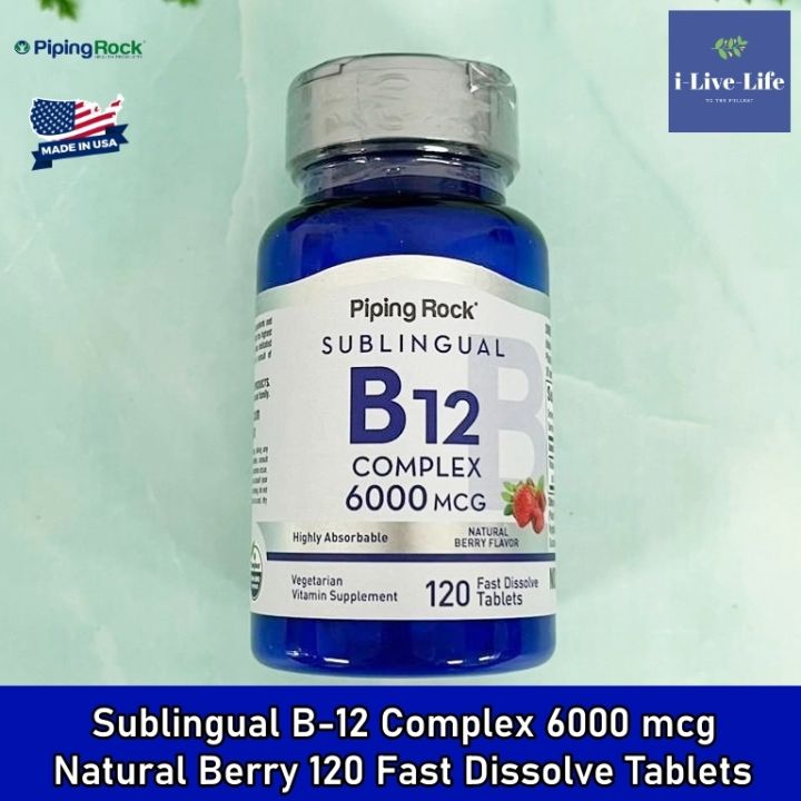วิตามิน บี Sublingual B-12 Complex 6000 mcg Natural Berry 120 Fast ...