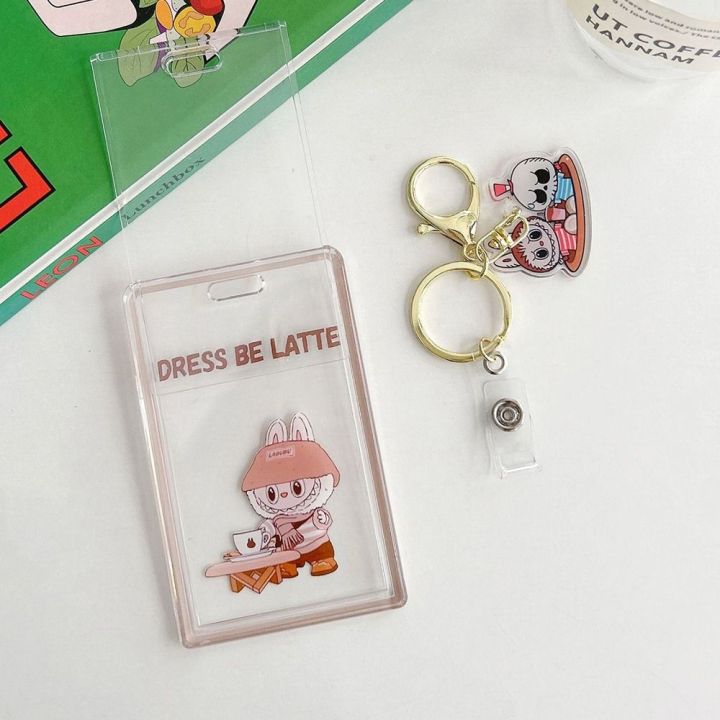 G5Q1 Pendant LABUBU Card Holder Acrylic with Lanyard Cartoon Card Case ...