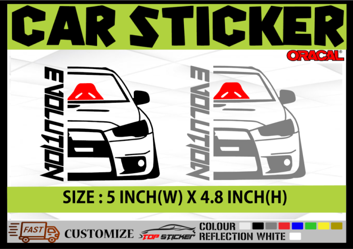 EVOLUTION LANCER INSPIRA PROTON MITSUBISHI CAR STICKER AKSESORI KERETA ...