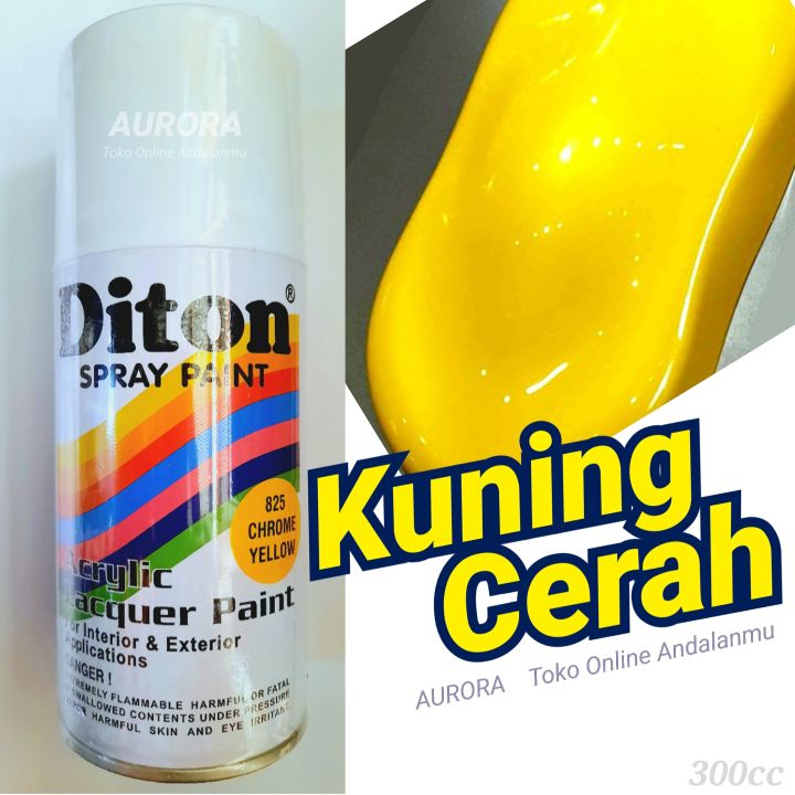 Diton Chrome Yellow 825 Kuning Cerah Solid Mengkilap 300cc | Lazada ...
