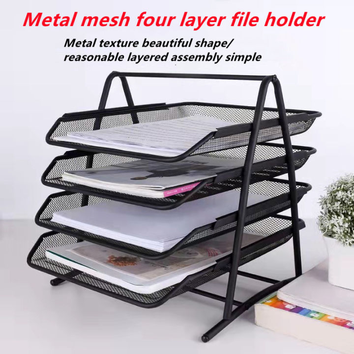 Office supplies desk tray/wire mesh four-layer file tray/basket rack ...