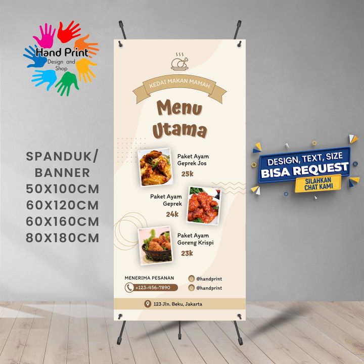 SPANDUK BANNER Ayam Geprek Ayam Goreng Krispi Warna Krem 60x160 CM ...