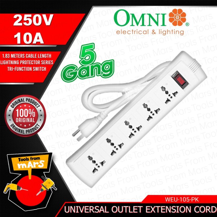OMNI Extension Cord Set 5 Gang with Switch WEU105PK Power Strip •TFM ...
