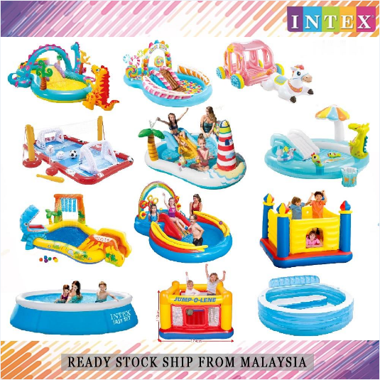 INTEX Theme Children Kids Swimming Pool with Slide Playground Kolam ...