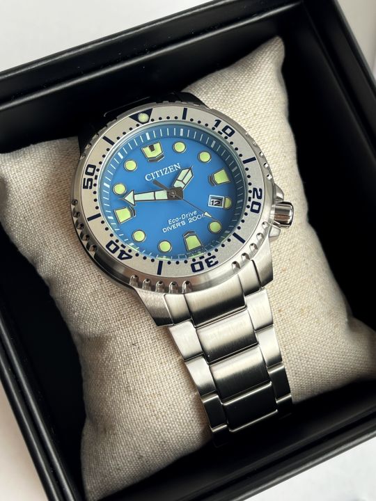Citizen Promaster Diver Watch BN0165-55L Eco Drive Light Blue Dial ...
