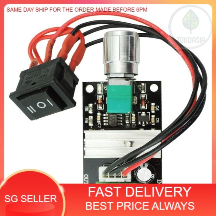 (Ready Stock) 6V 12V 24V 28V 3A 80W DC Motor Speed Controller PWM Speed Adjust Reversible Switch ...