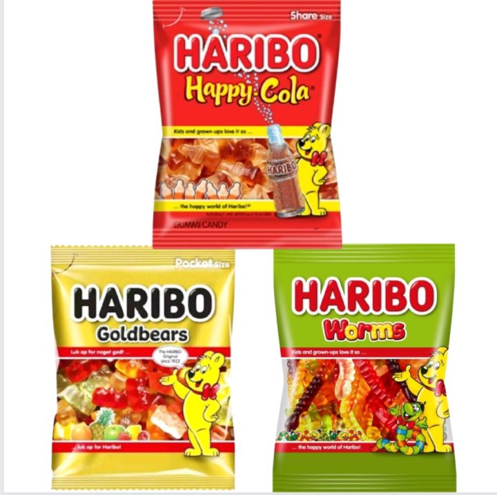 Haribo Gummy Candies Worm, Gold Bears & Happy Cola 80g | Lazada PH