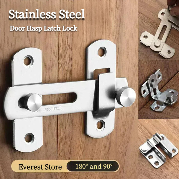 Stainless Steel Door Hasp Latch Lock For Bathroo Bedroom Door Catch ...