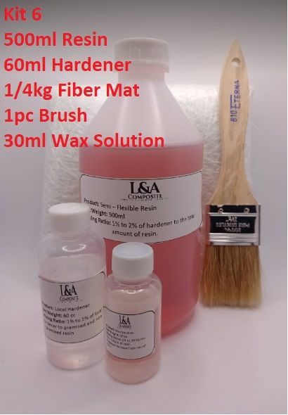Fiberglass 500ml Resin, 60ml Hardener, 1/4kg Fiber Mat, 1pc Brush with 30ml Wax Solution | Lazada PH